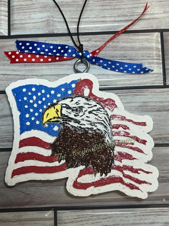 USA Flag and Eagle Car Freshie Large Air Freshener for Car - Etsy