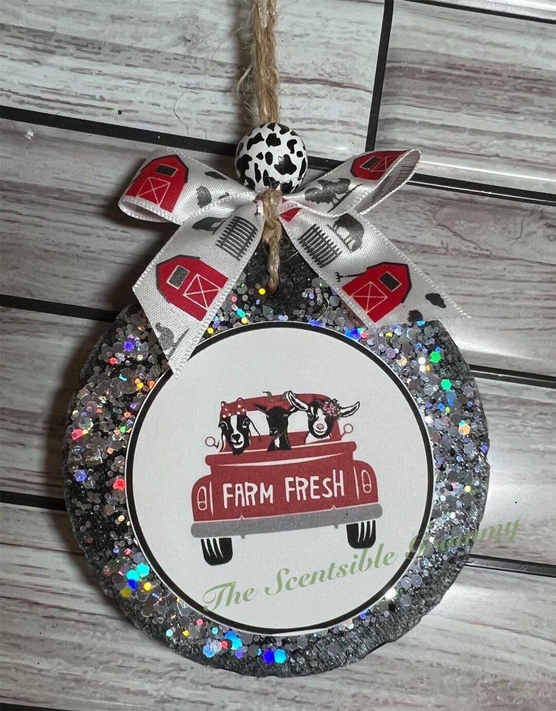 Farm Goats Round Freshie Air Freshener Car Scents Candle Accessory ...
