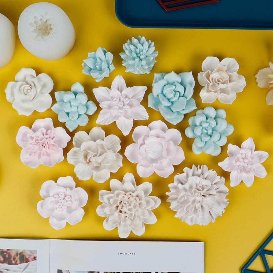 3D Flowers Silicone Mold-9 Styles Flower Resin Molds-peony Candle Mold ...