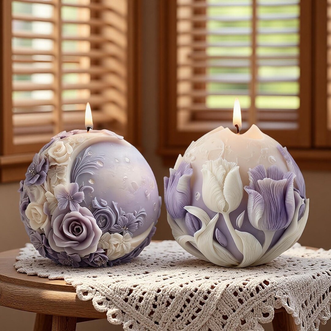 Moldes de silicona para velas esféricas con núcleo de flores, moldes de ...