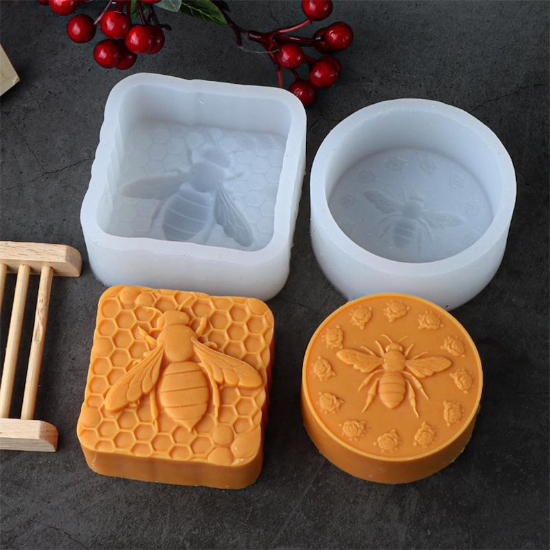 Bee Honeycomb Silicone Mold-embossed Bee Honeycomb Soap Mold-square Bee ...