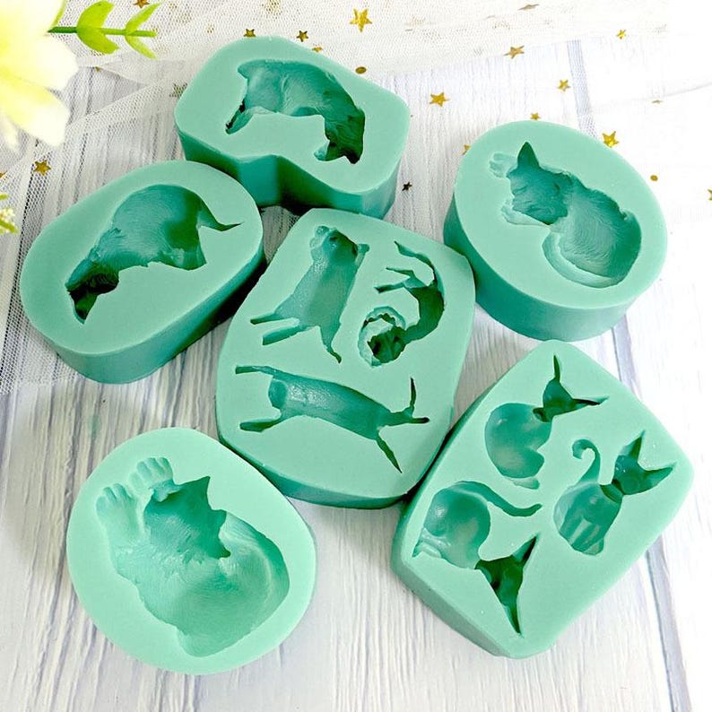 16 Styles Cat Fondant Silicone Molds-cute Sleeping Cat Resin Mold-lying ...