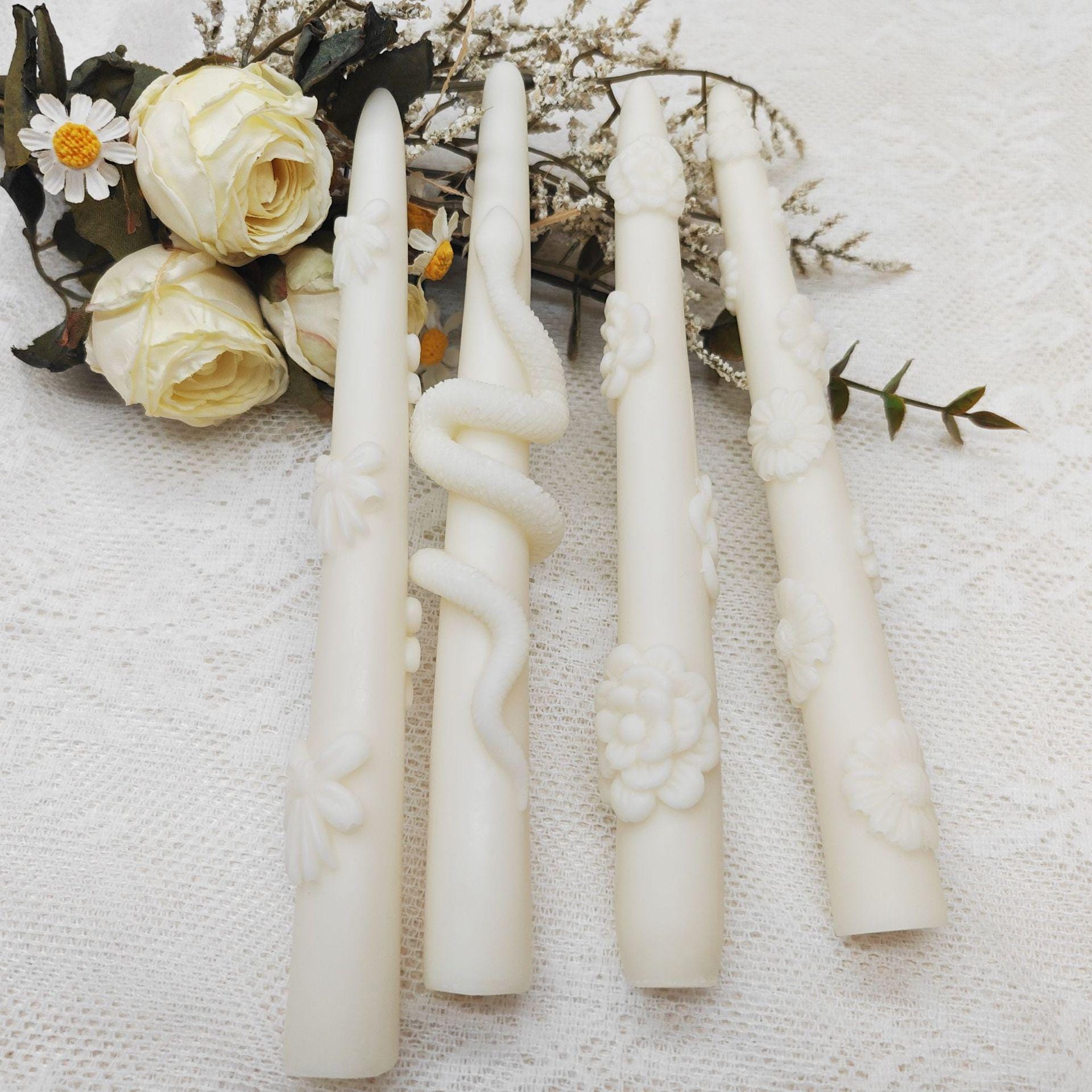 Embossed Snake Candle Silicone Mold-flower Long Candle Mold-sphere ...