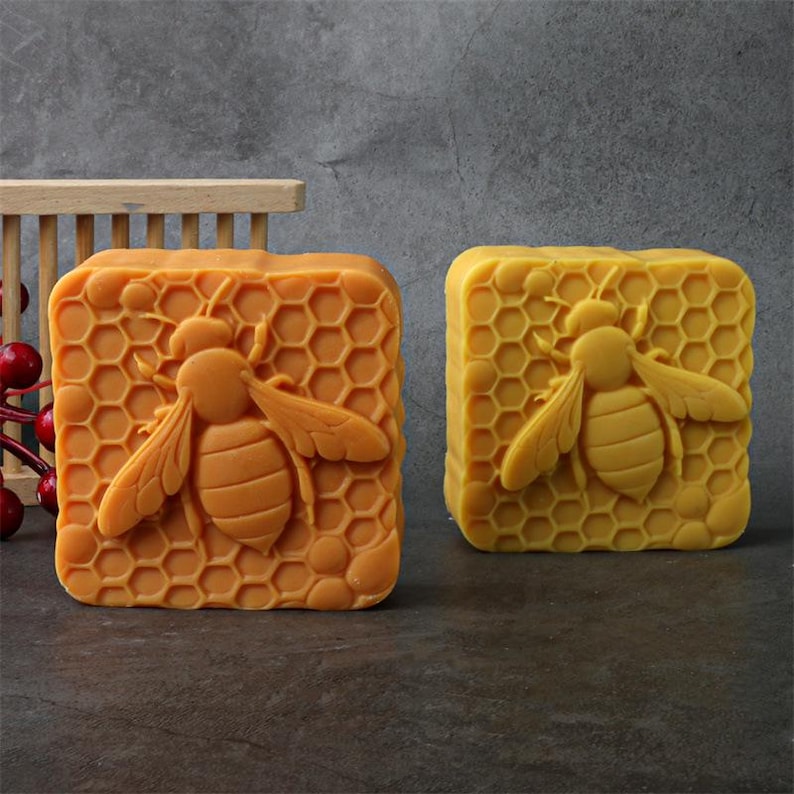 Bee Honeycomb Silicone Mold-embossed Bee Honeycomb Soap Mold-square Bee ...