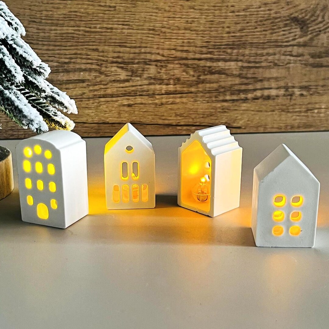 4 Kinds Mini Houses Silicone Molds Set-small Hollow House Resin Mold ...