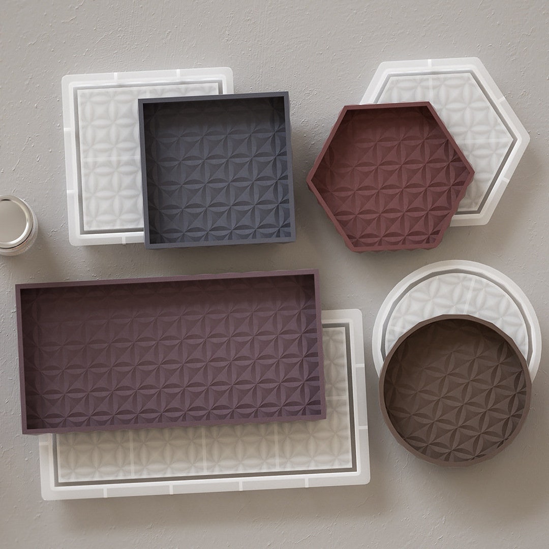 Rectangle Pattern Tray Mold-hexagon/round/square Pattern Concrete ...