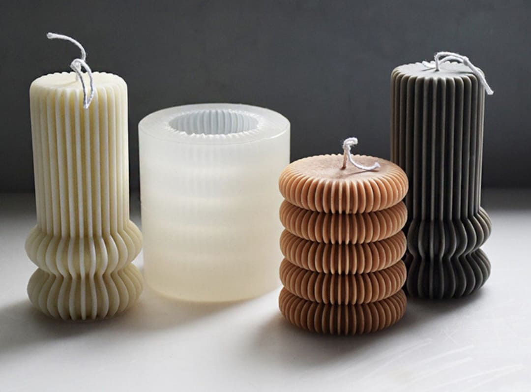 Striped Cylinder Candle Mold-multilayer Striped Pillar Candle Silicone ...