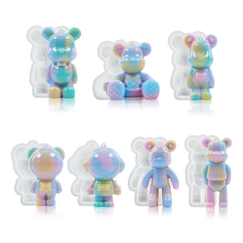 7 Styles Cute Cartoon Bear Silicone Mold-epoxy Resin Bear - Etsy
