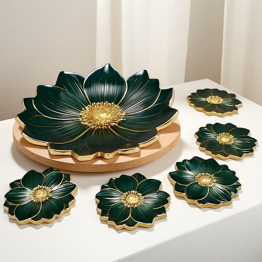 Lotus Flower Coaster Silicone Mold-large Lotus Tray Resin Mold-resin ...