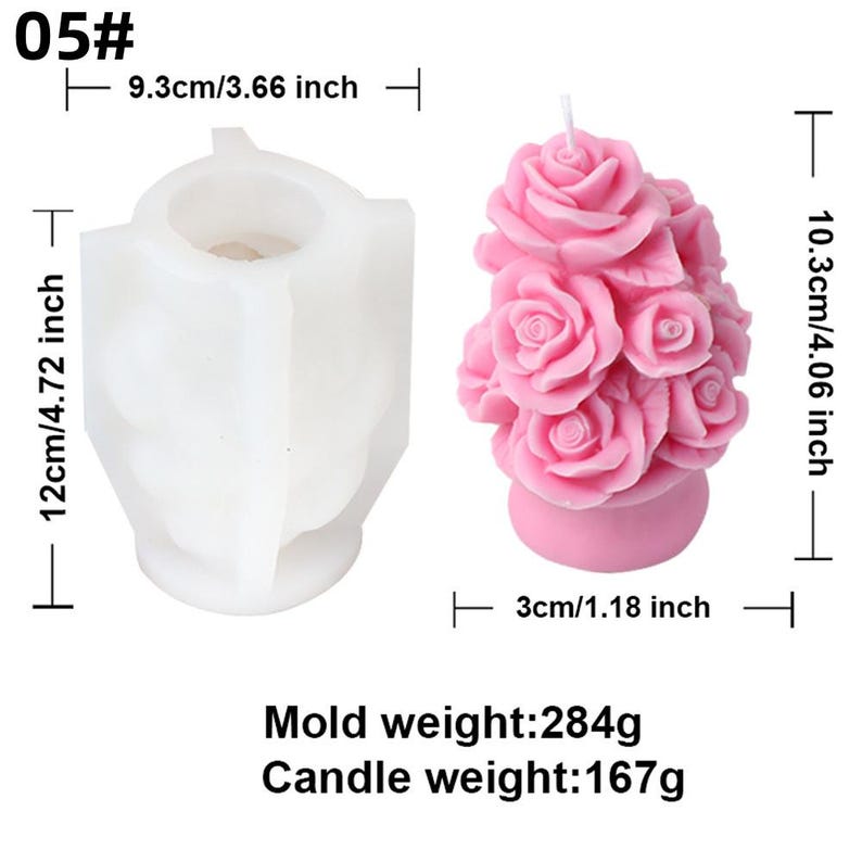 7 Styles Flower Candle Molds-rose/lily/tulip/plumeria Silicone Mold ...