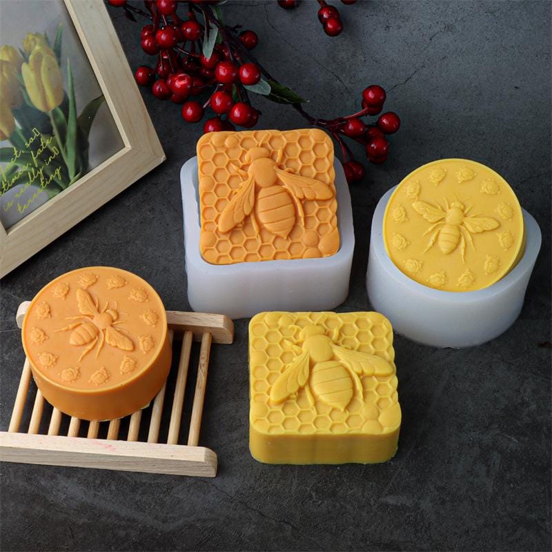 Bee Honeycomb Silicone Mold-embossed Bee Honeycomb Soap Mold-square Bee ...