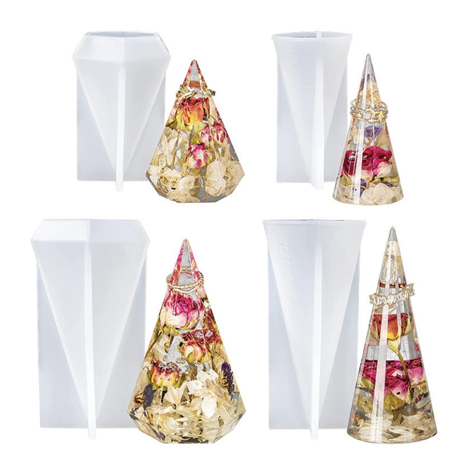 Sharp Cone Resin Mold-cone Ring Holder Mold-shiny Cone Silicone Mold ...