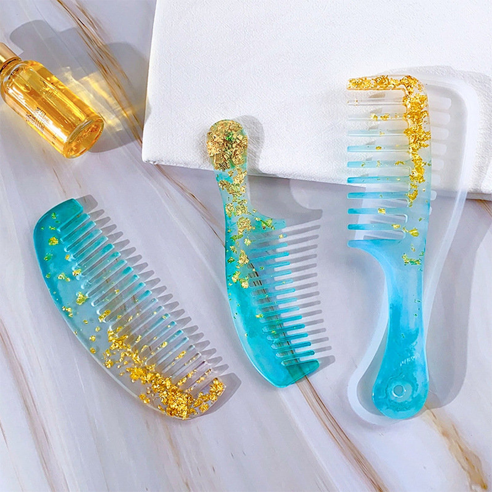 4 Styles Comb Resin Molds/hair Comb Resin Mold, Bath Comb Silicone Mold ...
