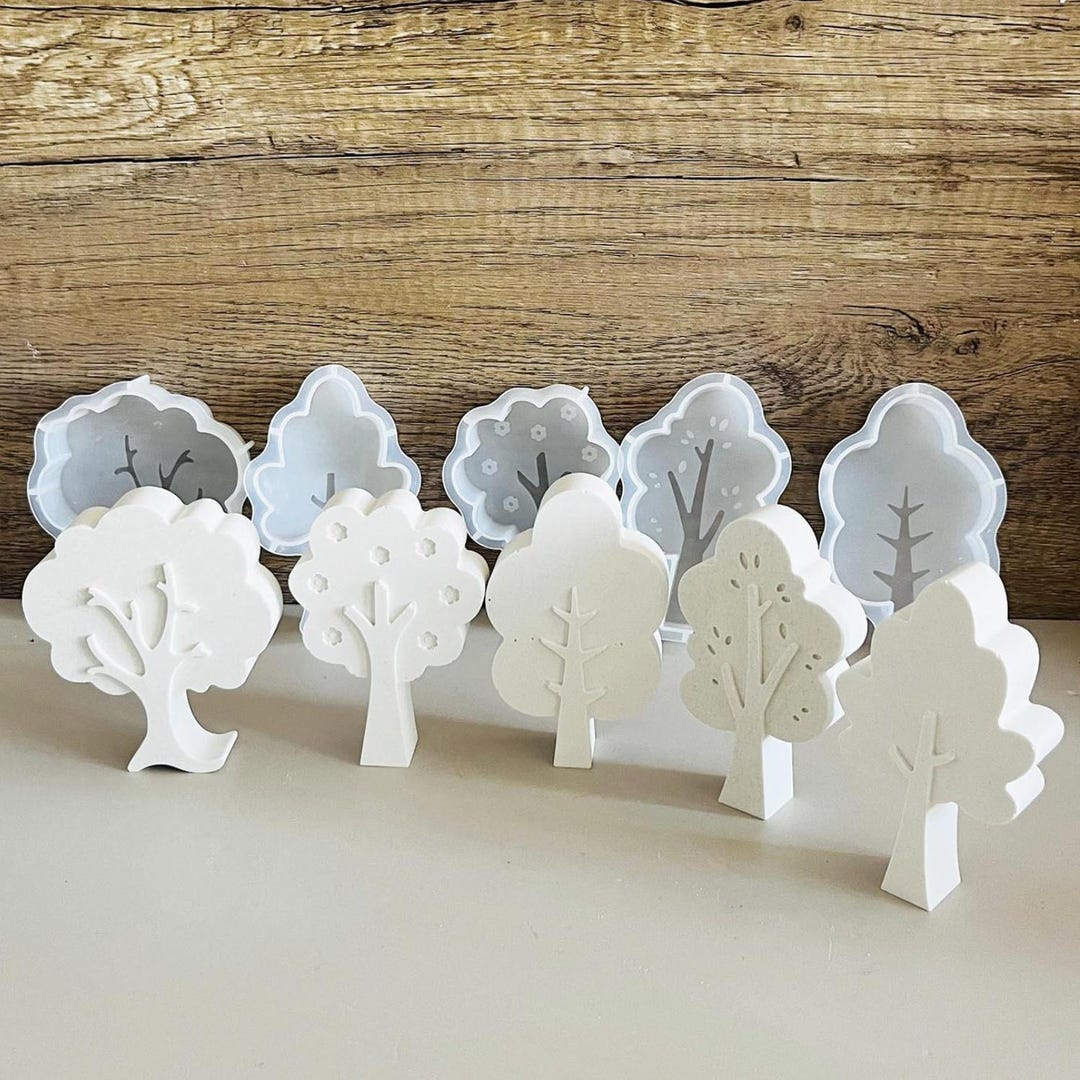 5 Style Trees Silicone Mold-tree Decorative Resin Mold-cute Tree Cement ...