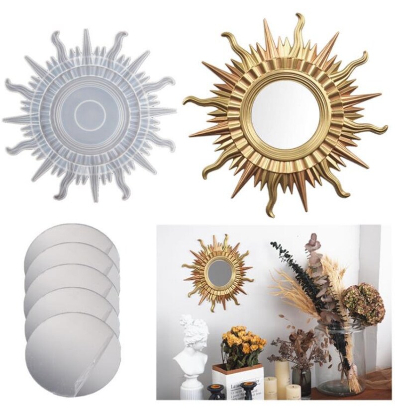 3D Mirror Mold, Sunburst Mirror Resin Mold,round Wall Mirror Silicone ...