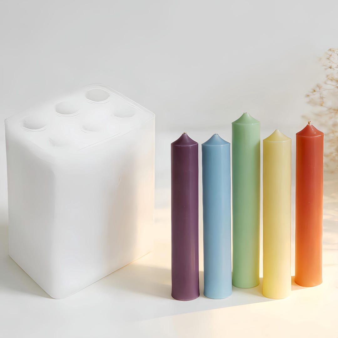 6-cavity Long Strip Candle Silicone Mold-church Long Stick Candle Mold ...