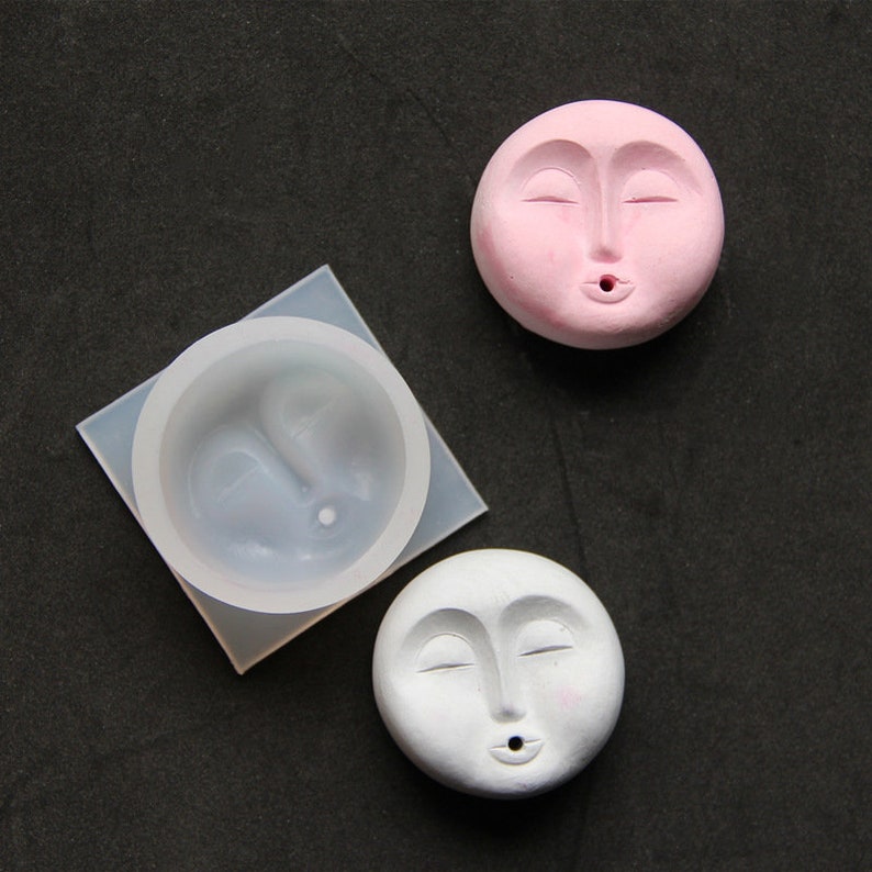 Human Face Concrete Incense Holder Molds/human Face Cement Silicone ...