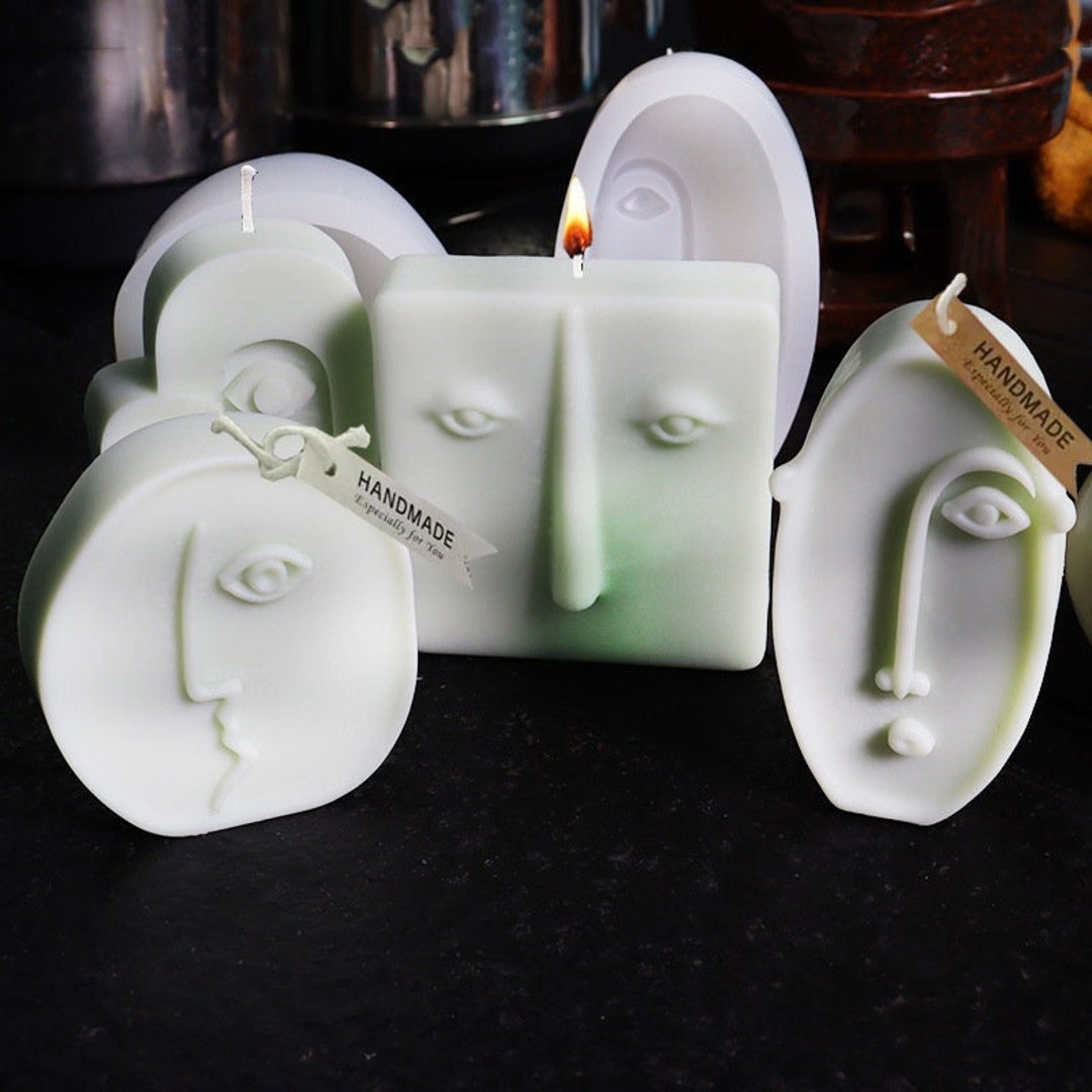 Abstract Face Candle Mold-candle Silicone Mold-human Face Candle Mold ...