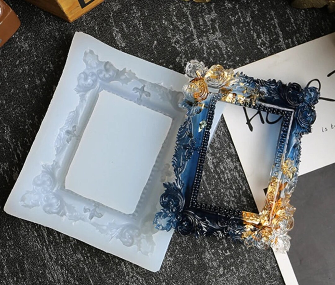 Relief Photo Frame Silicone Mold-heart-shaped Photo Frame Resin Mold ...