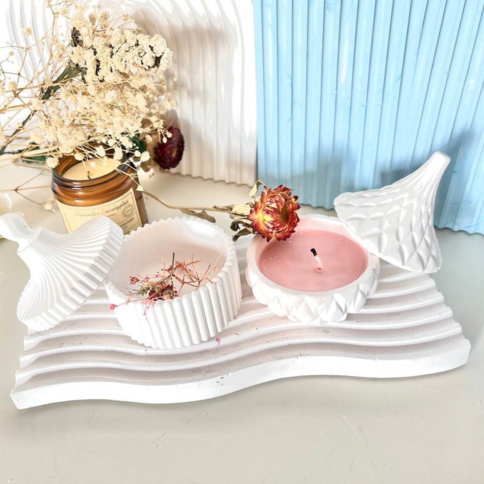 Concrete Candle Jar With Lid Mold Cement Candle Vessel Storage | Etsy