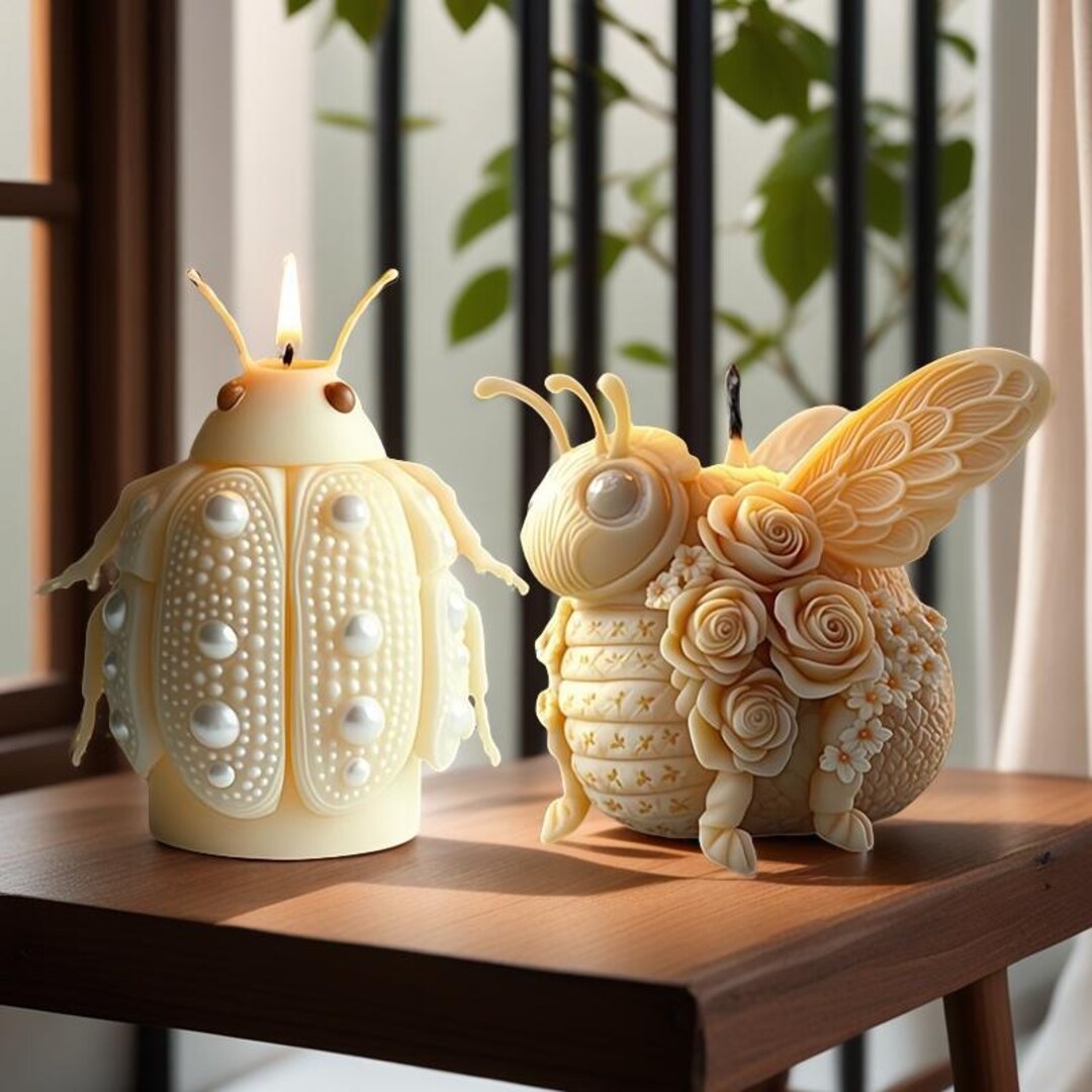 Insect Candle Silicone Mold-bee Rose Flower Candle Mold-3d Beetle/bee ...