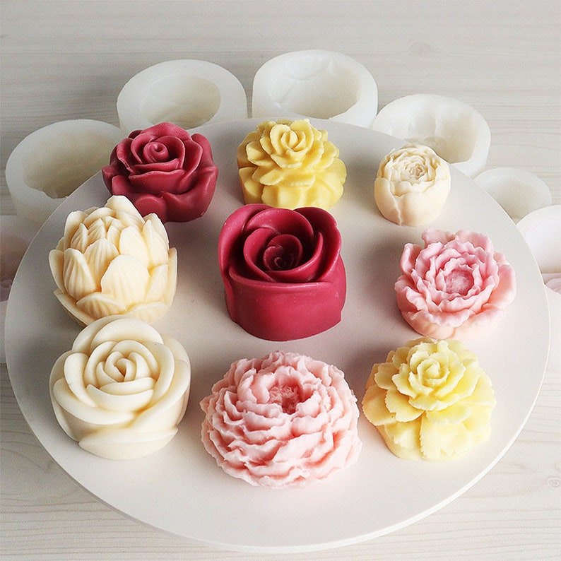 3D Rose Silicone Mold-9 Styles Flower Resin Molds-peony Candle - Etsy