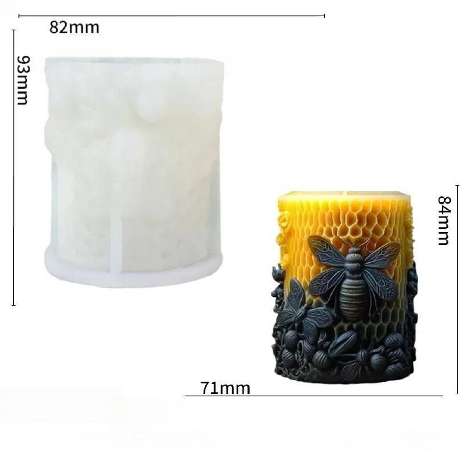 Honey Bee Candle Silicone Mold-honeycomb Bee Pillar Candle Mold ...