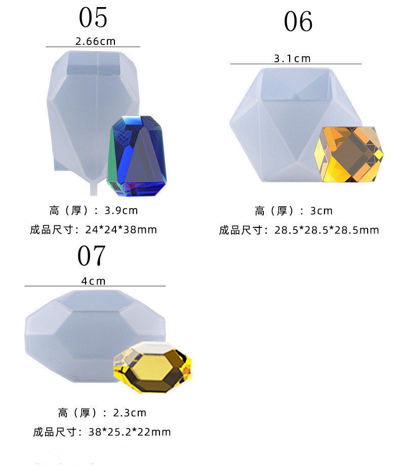 7 Styles Crystal Stone Silicone Mold-faceted Stone Resin - Etsy
