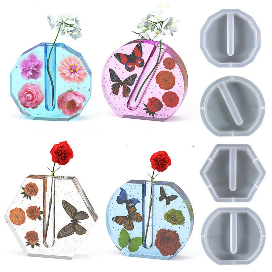Test Tube Vase Resin Mold-silicone Hexagon Vase Mold-diy Concrete ...