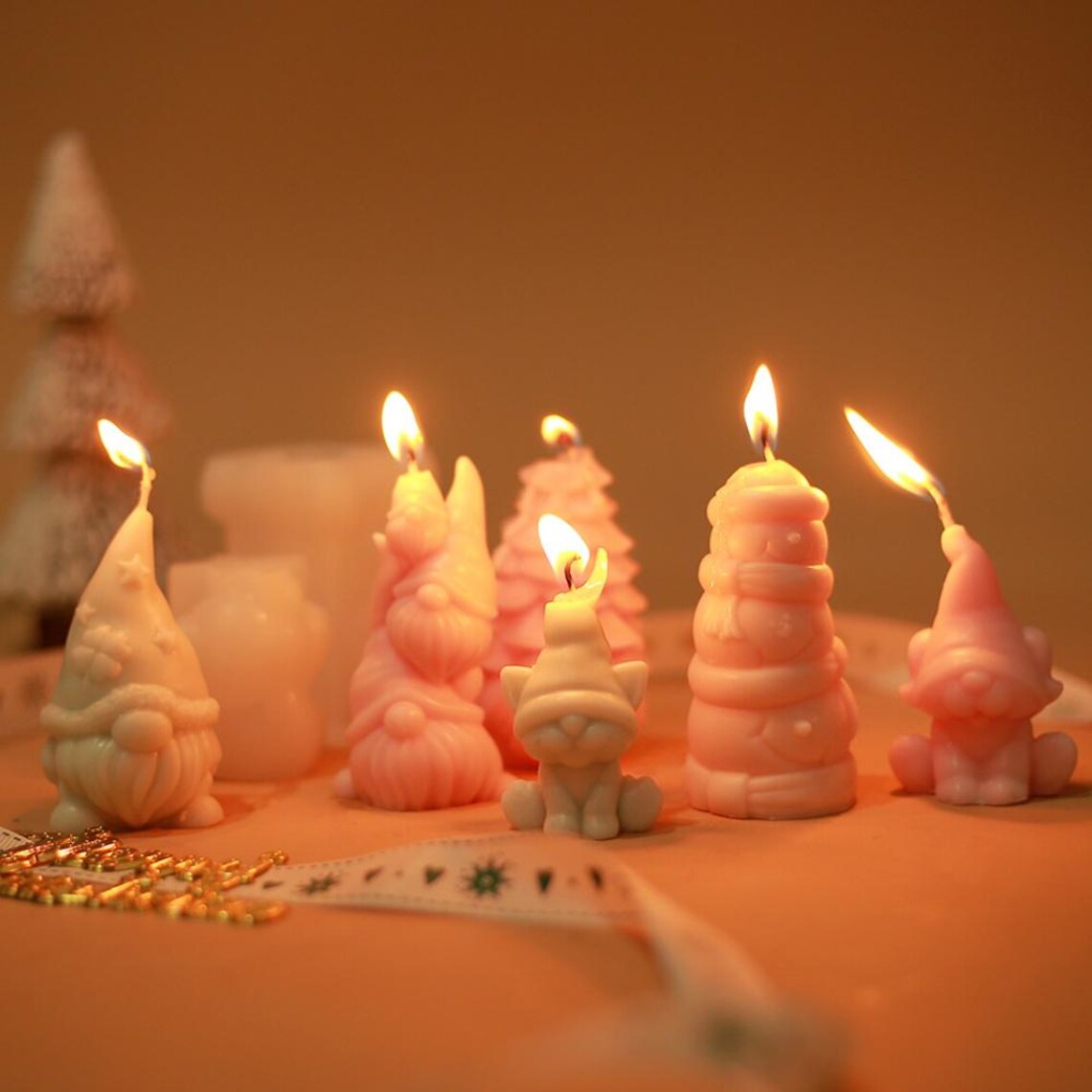 Christmas Tree Candle Silicone Mold-christmas Dwarf Candle Mold-cute ...