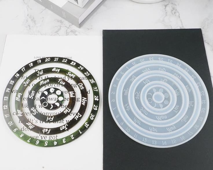 Perpetual Calendar silicone Mold Resin moon phase round | Etsy