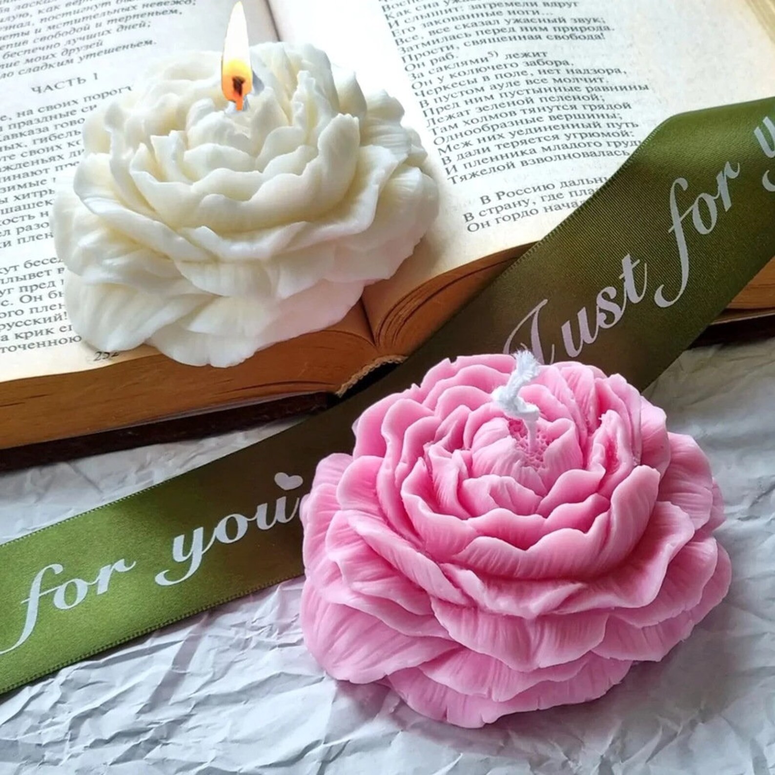 3D Peony Candle Silicone Mold-large Peony Candle Mold-peony Flower ...