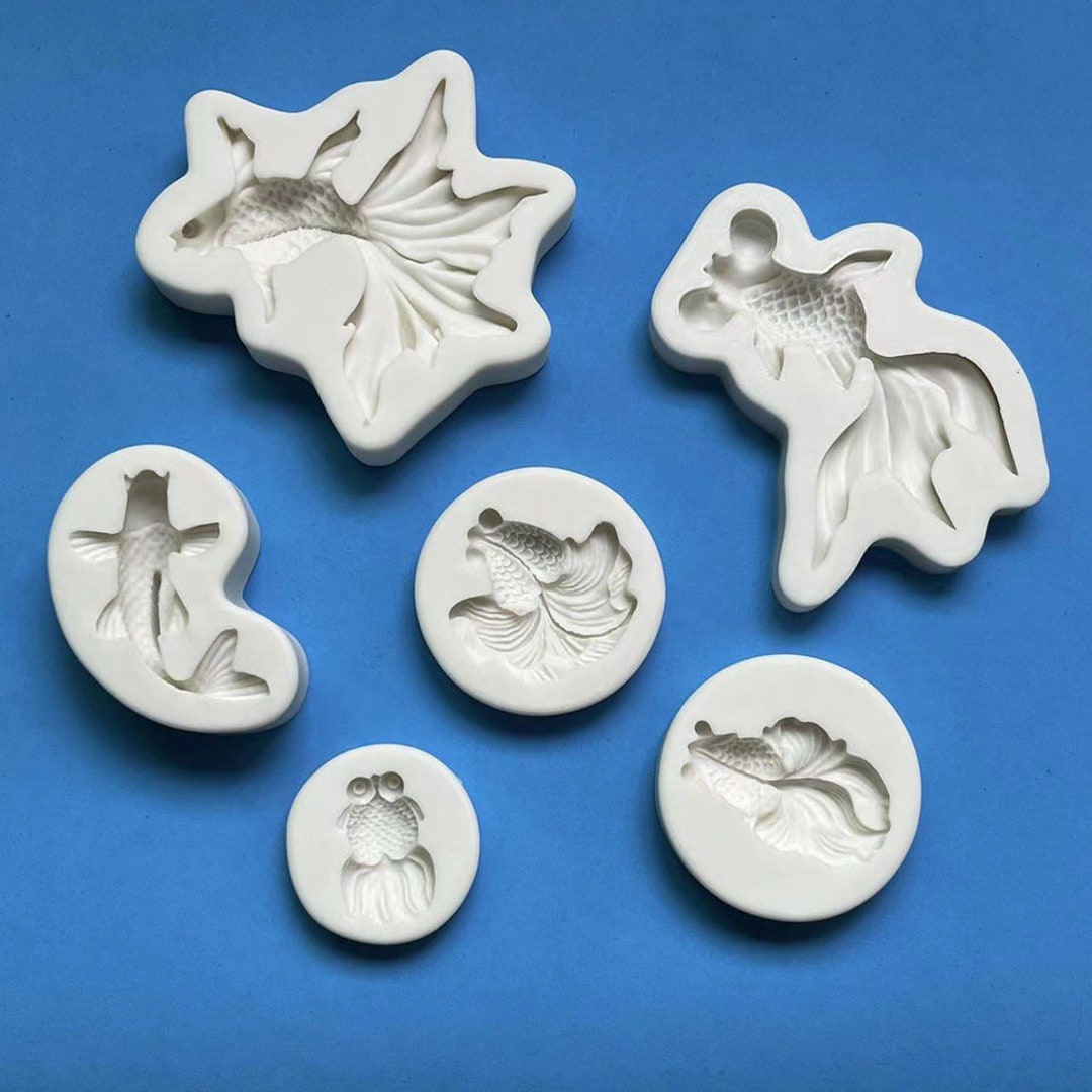 6 Styles Goldfish Silicone Mold-koi Fish Resin Mold-cake Decoration ...