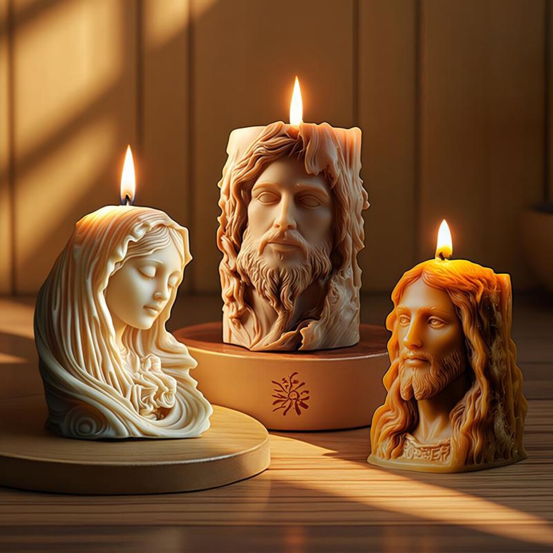 Statue Head Candle Silicone Mold-virgin Mary Candle Mold-jesus Head ...