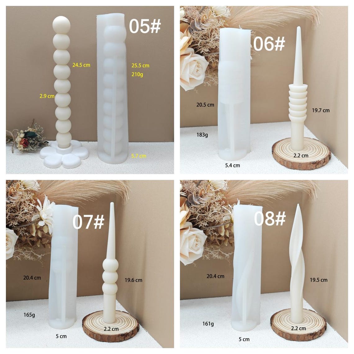Embossed Snake Candle Silicone Mold-flower Long Candle Mold-sphere ...