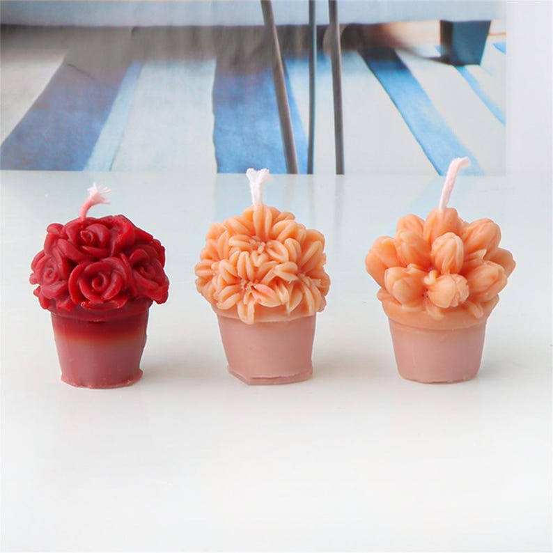 7 Styles Flower Candle Molds-rose/lily/tulip/plumeria Silicone Mold ...