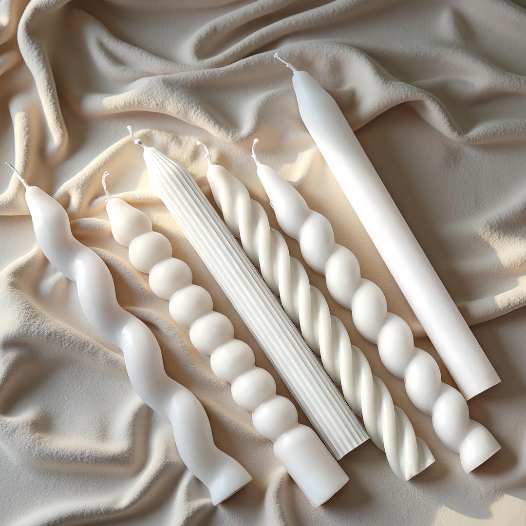 6 Style Long Taper Candle Silicone Molds-spiral Candle Mold-scented ...