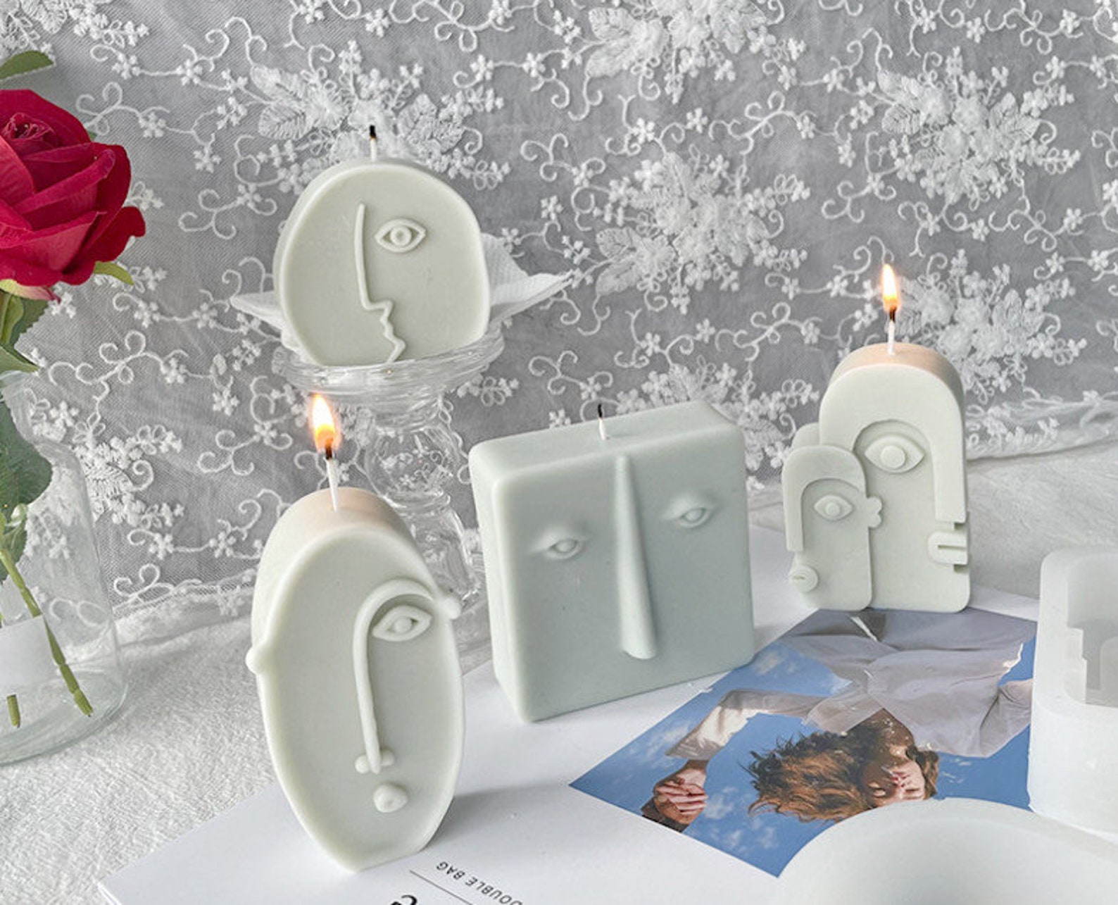 Abstract Face Candle Mold-candle Silicone Mold-human Face - Etsy