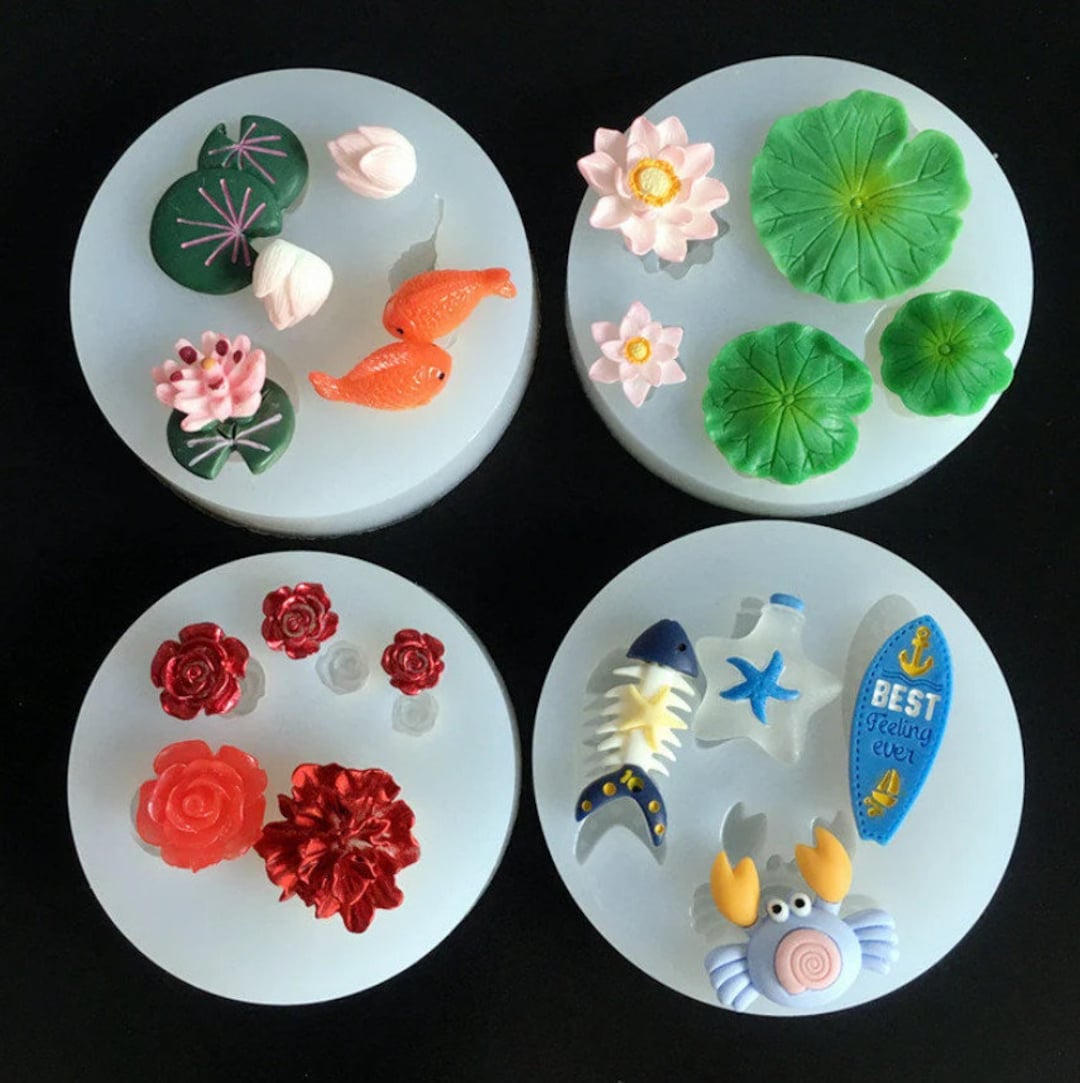 Rose Flower Resin Mold-small Fish Lotus Pond Mold-lotus Flower Mold ...