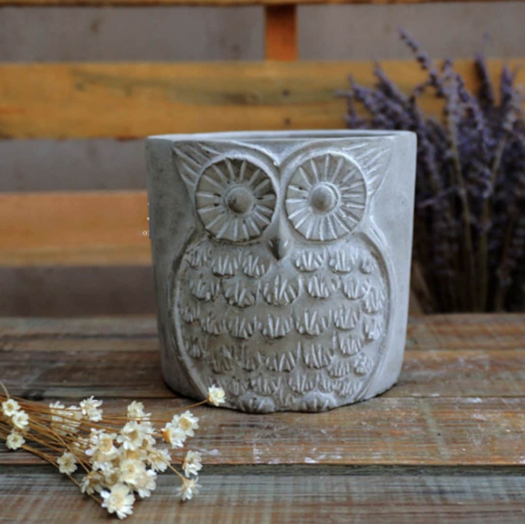 Owl&hedgehog Cement Succulent Flower Pot Silicone Mold Gypsum Flower ...