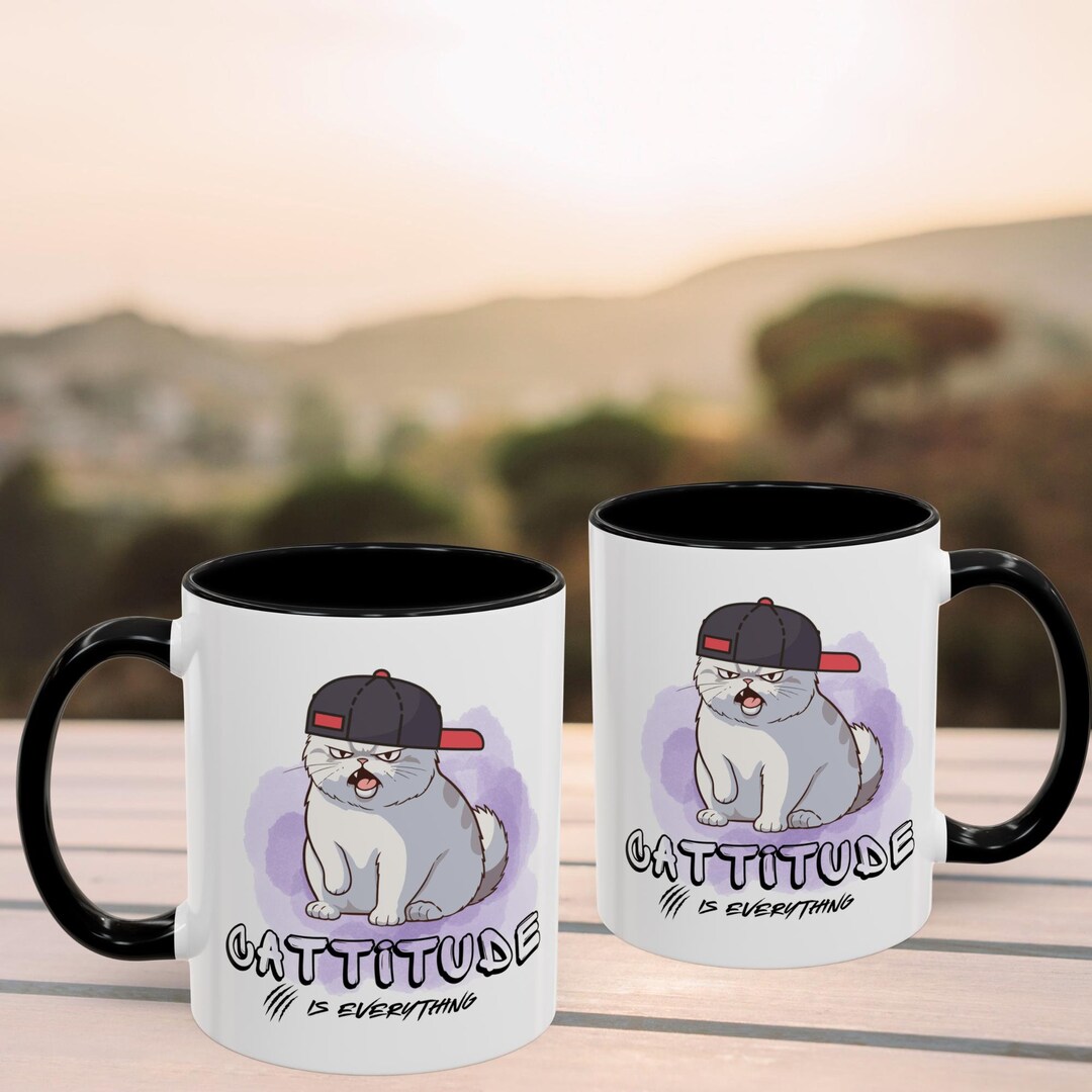 Cat Lover Mug - Cattitude is Everything -11 Oz Coffee Mug, Funny Cat ...