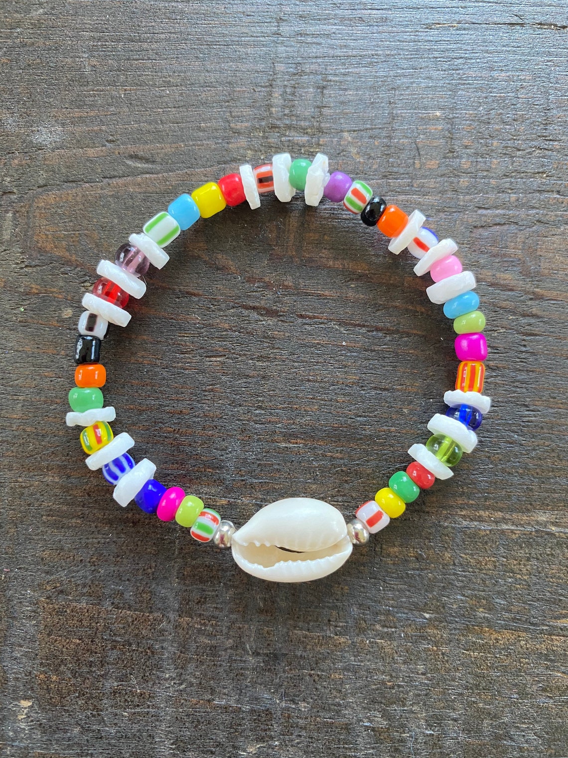 Cowrie Shell Bead Bracelet Glass Bead Bracelet Beaded Bracelet Custom ...