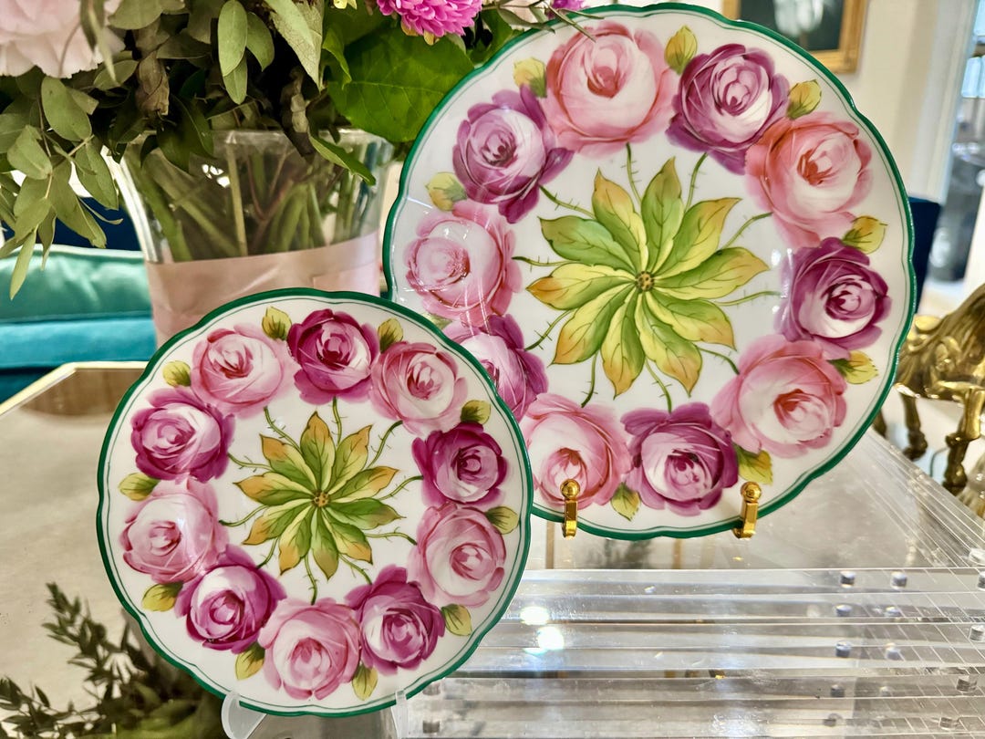Rose Pink Plate Saxe Hand Painted Plates Hand Painted Vintage Hand ...