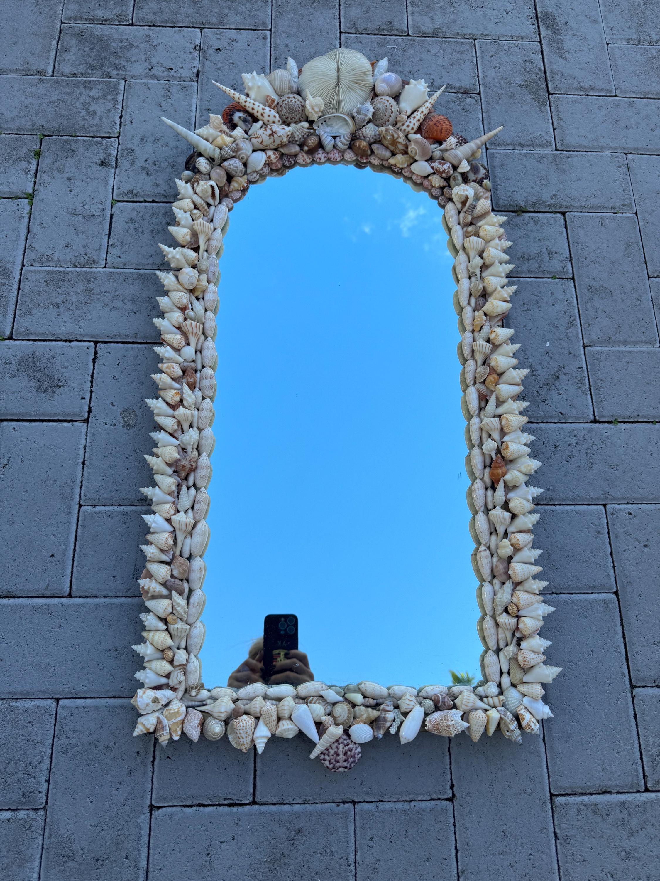 Shell Mirror Vintage Shell Wood Mirror Beautiful Palm Beach Decor ...
