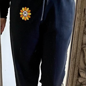 Retro Flower Joggers , Smiling Flowers Sweatpants With Pockets - Etsy