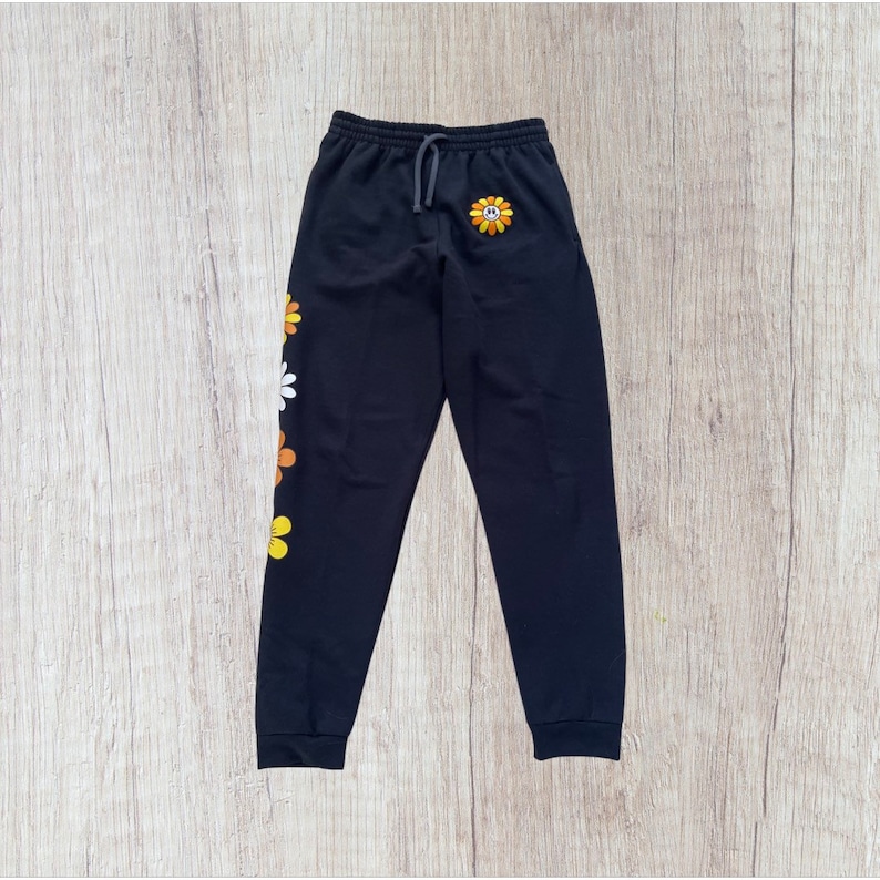 Retro Flower Joggers Smiling Flowers Sweatpants With Pockets - Etsy