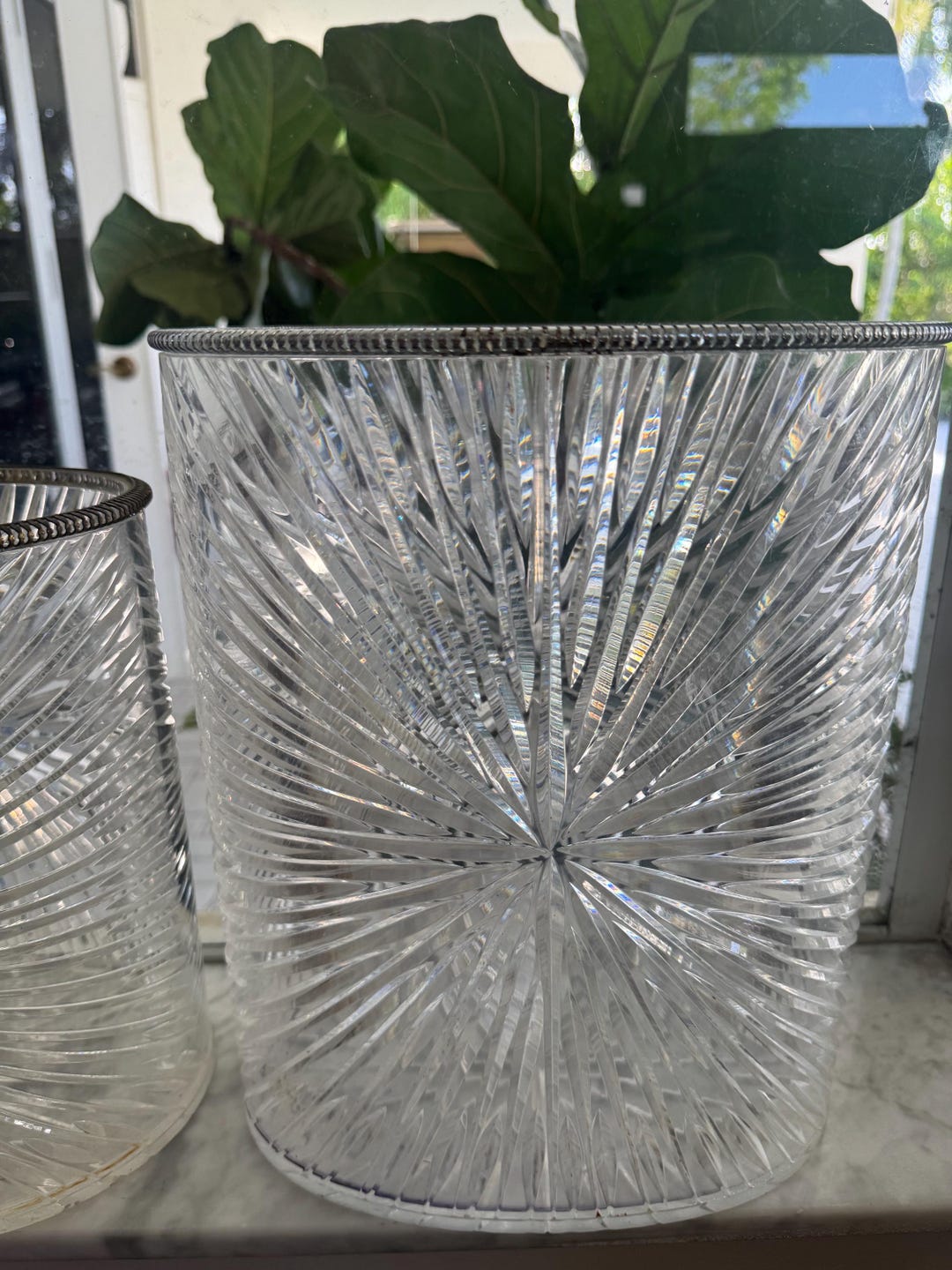 Hollywood Regency Style Waste Baskets Atomic Acrylic Bathroom ...