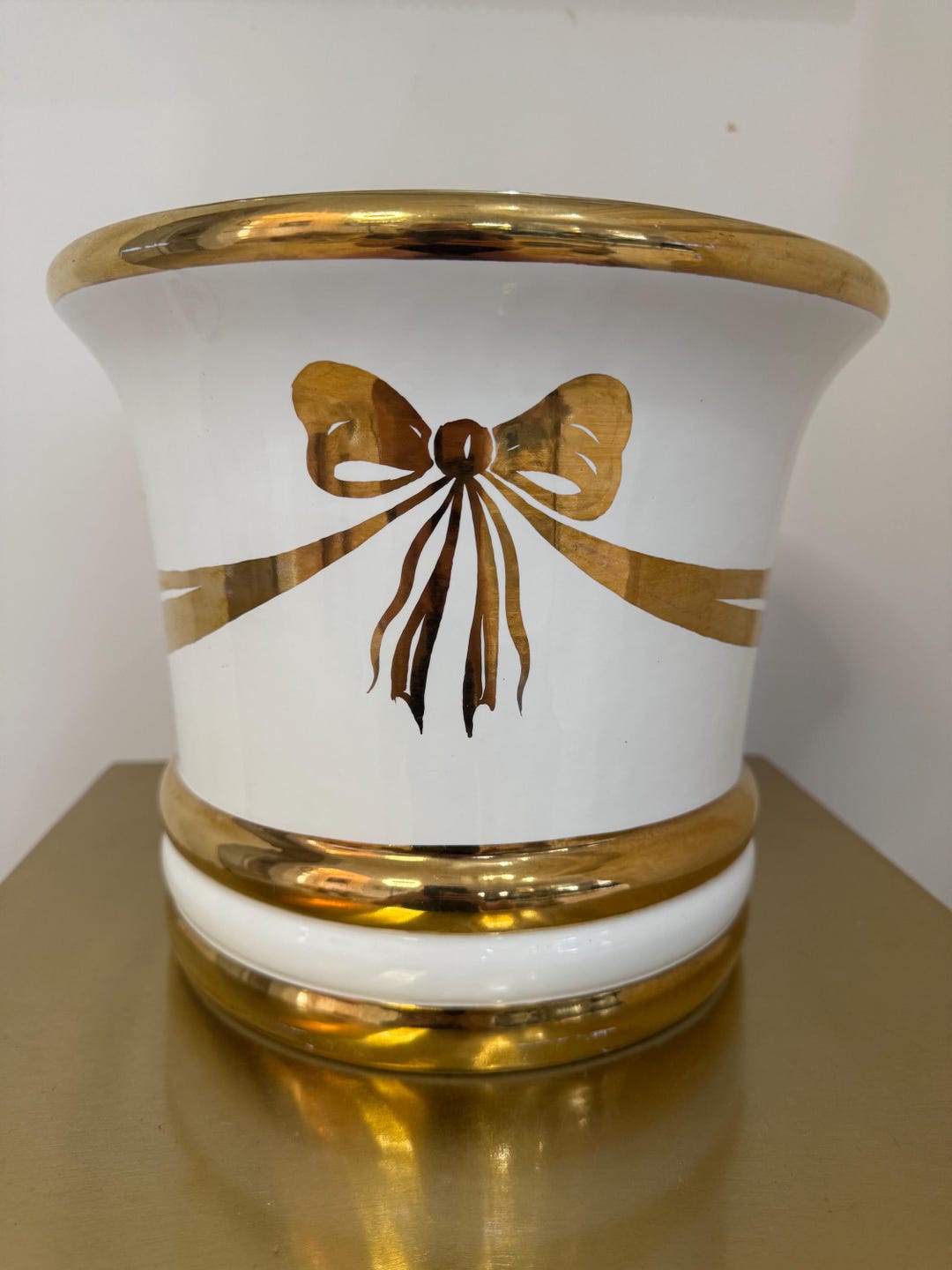 Flower Pot Bellini Bow Pot Vintage Italian Planter Gorgeous Gold and ...
