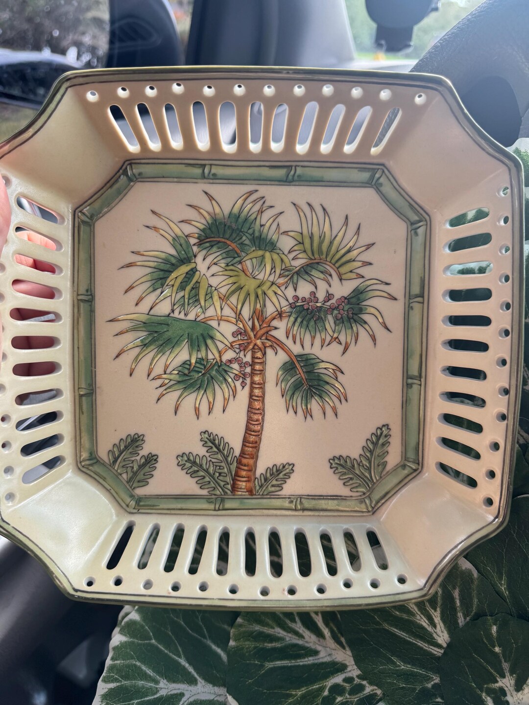 Palm Tree Plate Fitz and Floyd Plate Tropical Square Tray Palm Tree ...