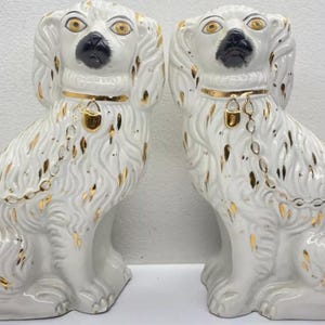 Staffordshire WARE Dogs Pair Made England Authentic Hand Painted ...